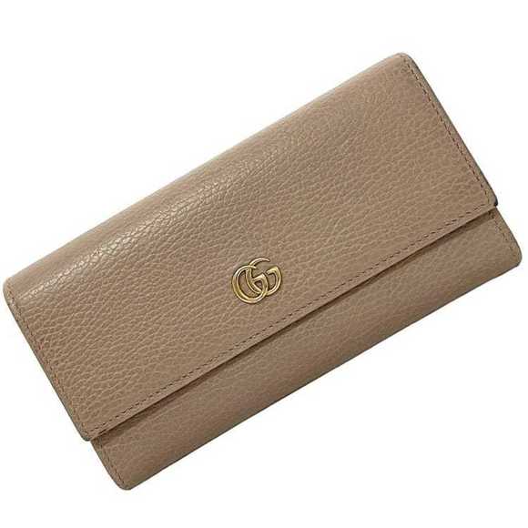 Gucci | Accessories | Gucci Folio Long Wallet Pink Beige Gg Marmont ...